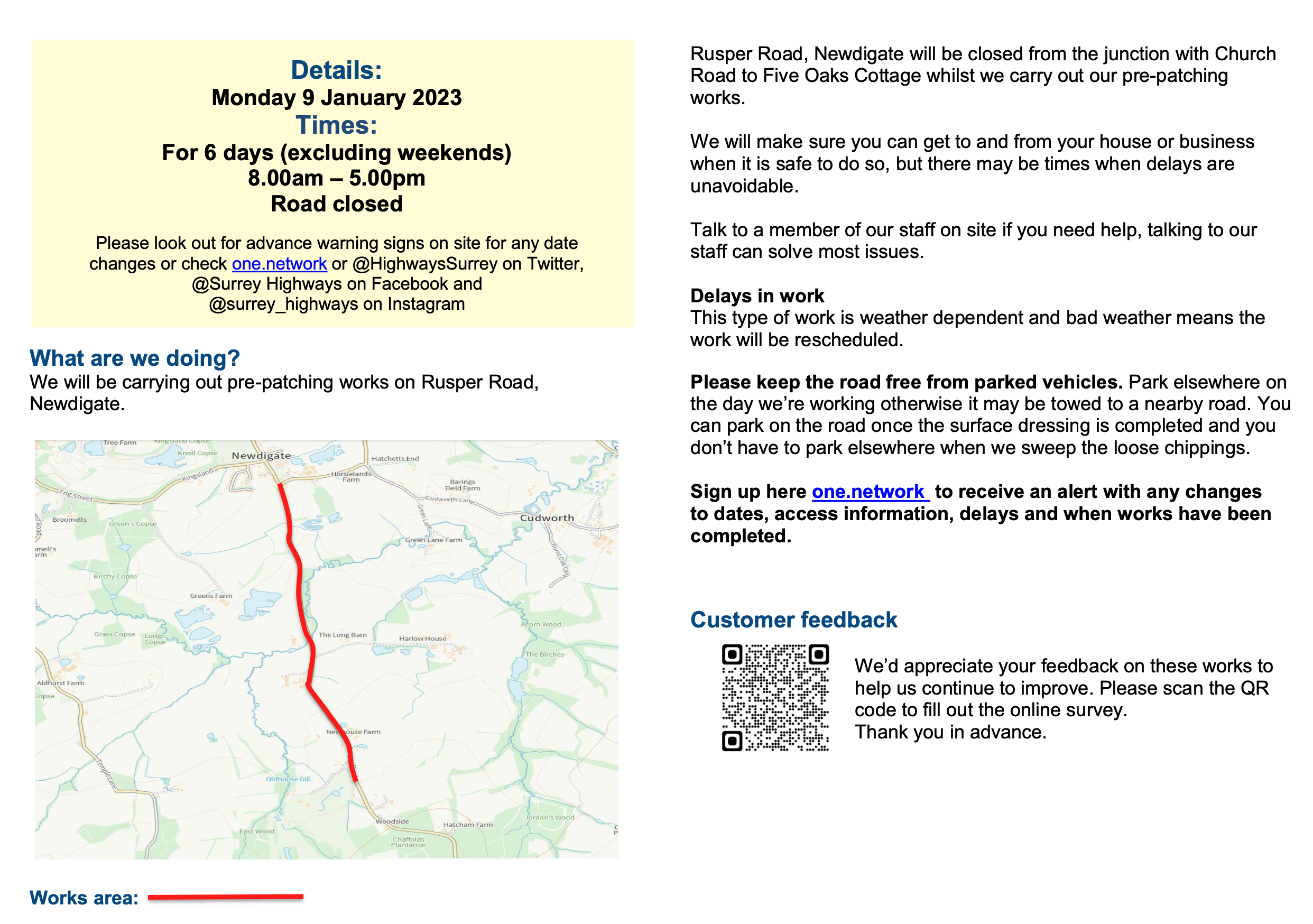 Rusper Road Closure - Newdigate Parish Council